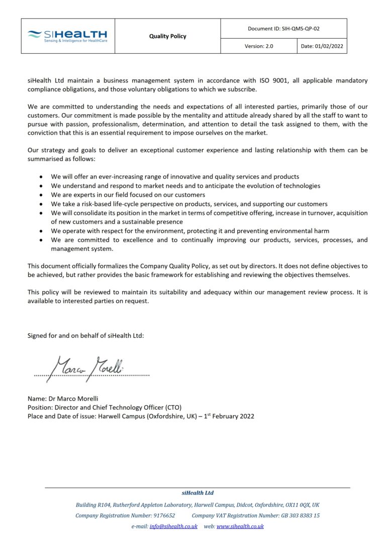 Quality Policy | siHealth